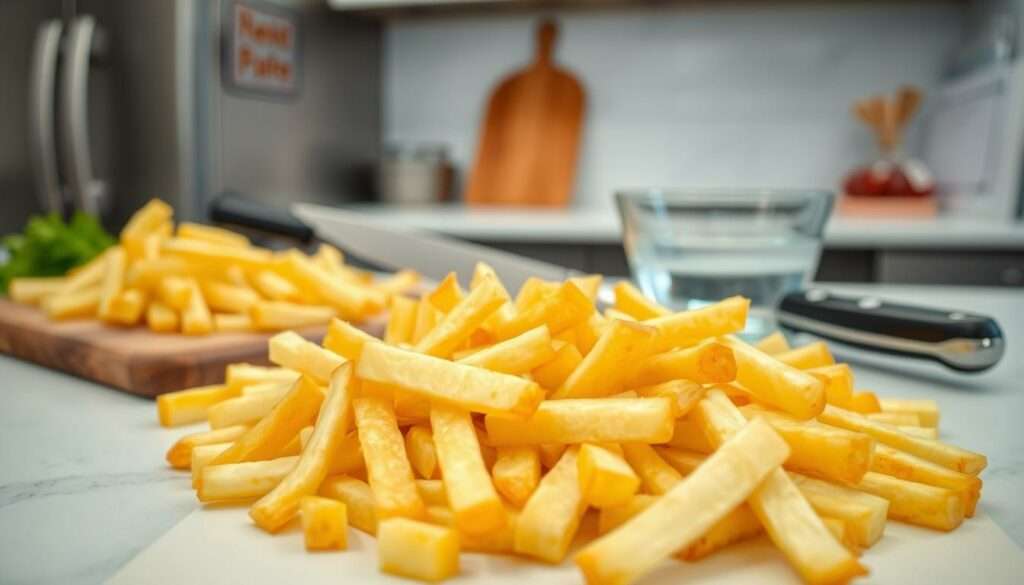 Wie verhindert man, dass frisch geschnittene Pommes braun werden?